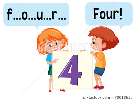 Cartoon character of two kids spelling the... - Stock Illustration ...