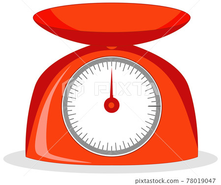 The kitchen weighing scale in red color... - Stock Illustration ...