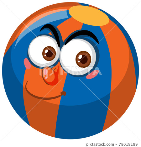 Cute ball with face expression on white background - Stock Illustration ...
