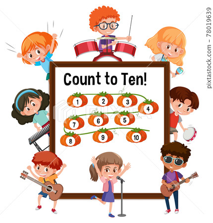Count to ten number board with many kids... - Stock Illustration ...