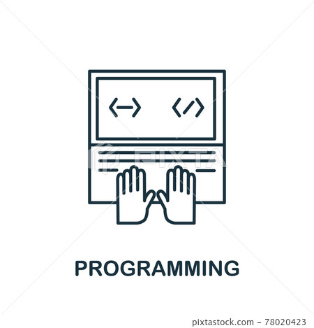 Programming icon. Simple line element... - Stock Illustration [78020423 ...