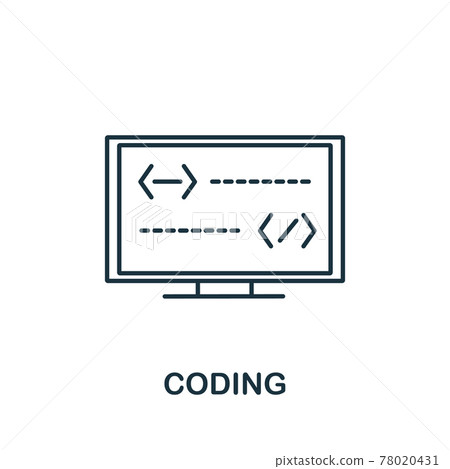 Coding icon. Simple line element Coding symbol... - Stock Illustration ...