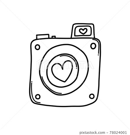 Camera with love Doodle vector icon. Drawing... - Stock Illustration ...
