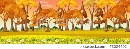 Autumn park horizontal landscape scene - Stock Illustration [78024802 ...