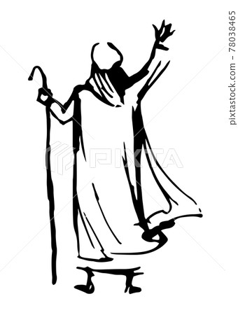 Moses with the staff. Vector drawing - Stock Illustration [78038465 ...