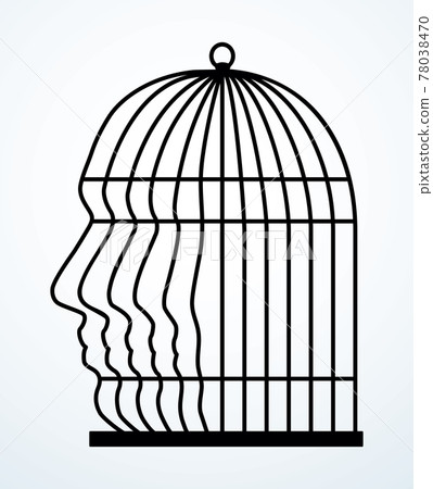 Iron cage in form of man face. Vector drawing icon - Stock Illustration ...