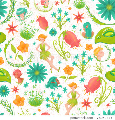 Colorful Seamless Fairy Tale Wallpaper - Stock Illustration [78039443 ...