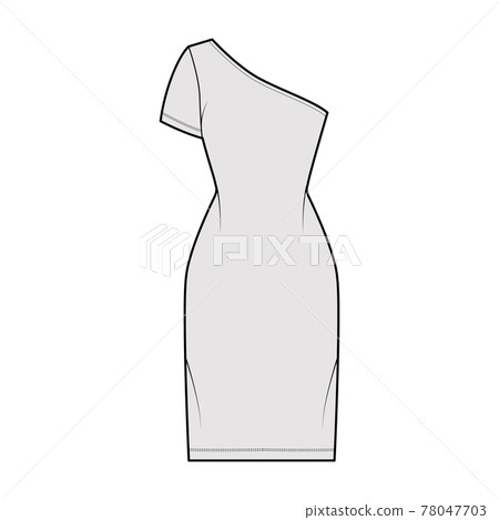 Dress one shoulder technical fashion... - Stock Illustration [78047703 ...