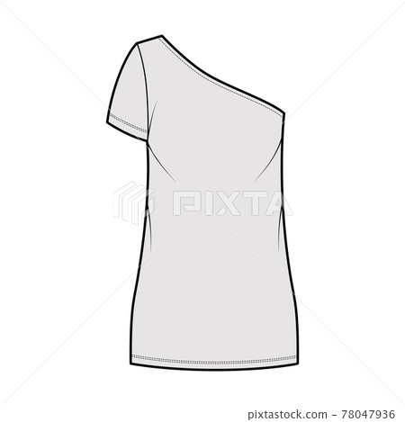Dress one shoulder technical fashion... - Stock Illustration [78047936 ...