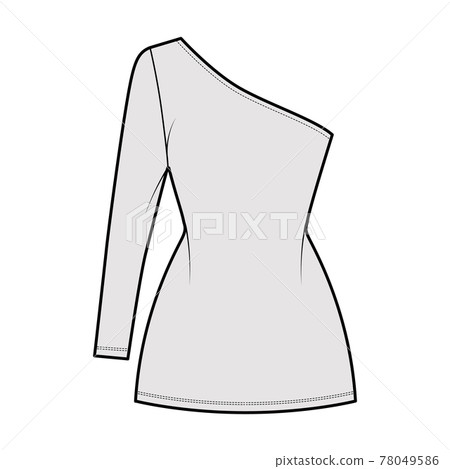 Dress one shoulder technical fashion... - Stock Illustration [78049586 ...