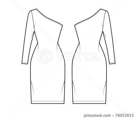 Dress one shoulder technical fashion... - Stock Illustration [78053653 ...
