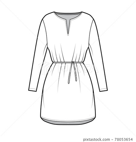Dress tunic technical fashion illustration with... - Stock Illustration ...