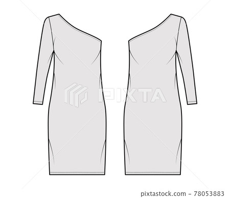 Dress one shoulder technical fashion... - Stock Illustration [78053883 ...