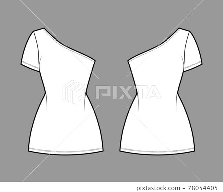 Dress one shoulder technical fashion... - Stock Illustration [78054405 ...
