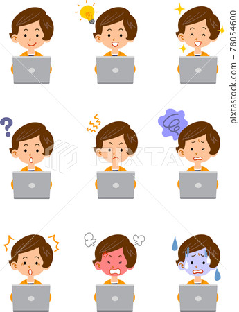 Illustration set of facial expressions of a... - Stock Illustration ...