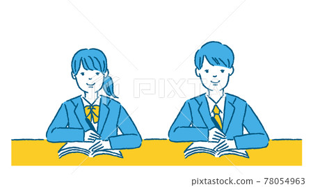 Set illustration of students doing self-study - Stock Illustration ...
