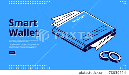 Smart wallet isometric landing page web banner - Stock Illustration ...