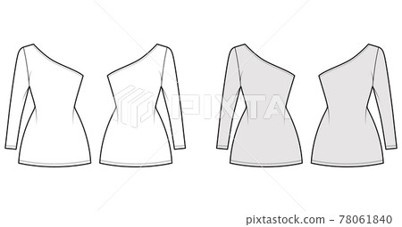 Dress one shoulder technical fashion... - Stock Illustration [78061840 ...
