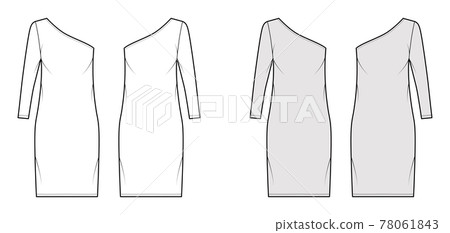 Dress one shoulder technical fashion... - Stock Illustration [78061843 ...