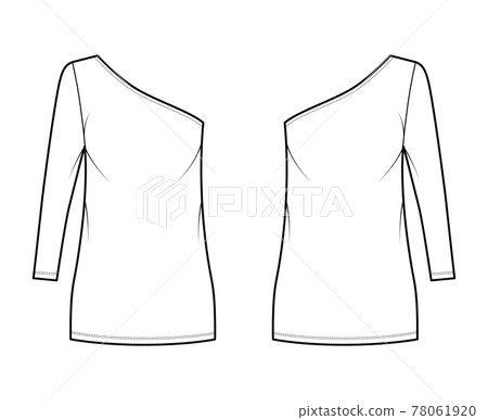 Dress one shoulder technical fashion... - Stock Illustration [78061920 ...