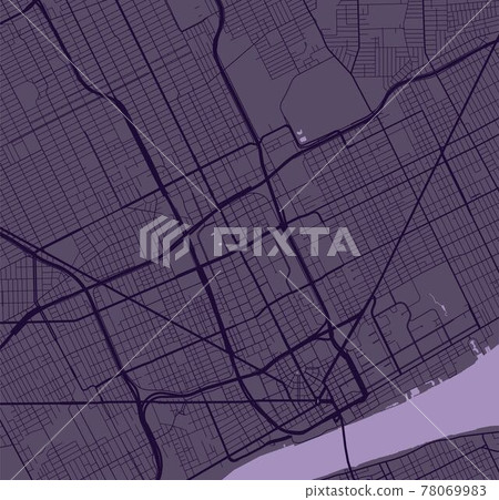 Vector map of Detroit. Street map art poster... - Stock Illustration ...