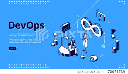 Devops isometric banner, development and operation - Stock Illustration ...