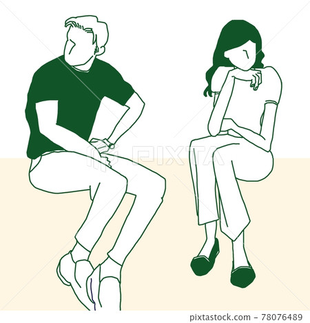 A couple in a fight sitting awkwardly - Stock Illustration [78076489 ...