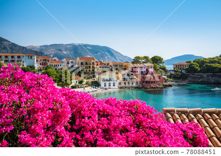Assos on Cephalonia Kefalonia Ionian island in... - Stock Photo ...