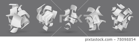 Falling paper. Realistic flying pages. Blown... - Stock Illustration ...