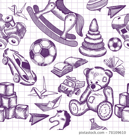 The seamless background of children's toys is... - Stock Illustration ...