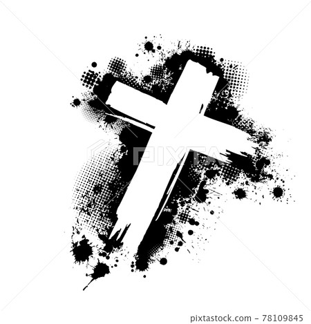Black blotted cross. Vector illustration-插圖素材 [78109845] - PIXTA圖庫