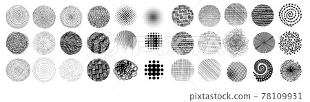 Set of abstract vector halftone stains. Black... - Stock Illustration ...
