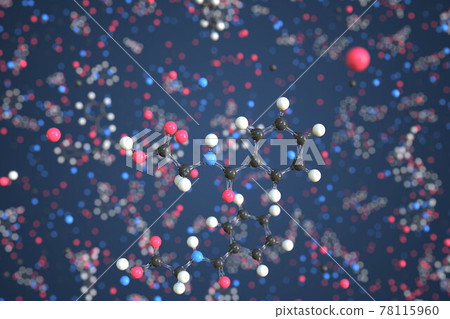 Hippuric acid molecule made with balls,... - Stock Illustration ...