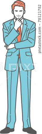 Thinking businessman ③ whole body - Stock Illustration [78121782] - PIXTA