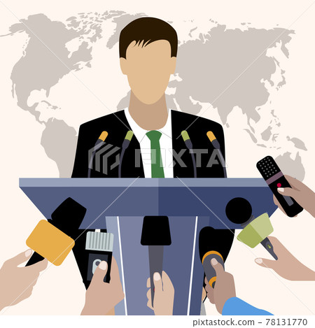 Press conference of president, politician... - Stock Illustration ...