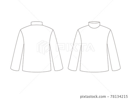 Mock neck long sleeve template front and back... - Stock Illustration ...