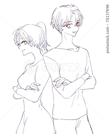 Gender combination line drawing - Stock Illustration [78137696] - PIXTA