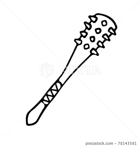 A spiked savage club in doodle style isolated. - Stock Illustration ...