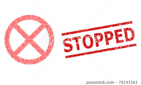 Stopped Mosaic of Stopped Icons and Distress... - Stock Illustration ...