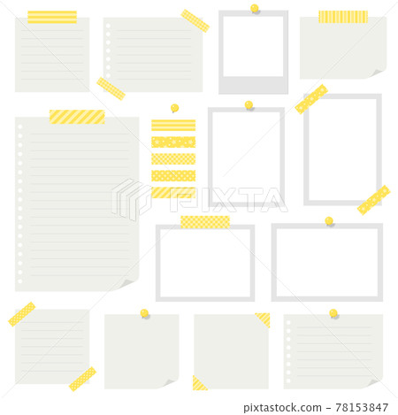 Set of note paper with masking tape and photo... - Stock Illustration ...