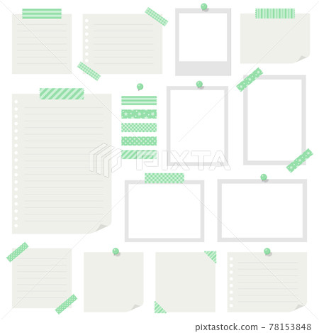 Set of note paper with masking tape and photo... - Stock Illustration ...
