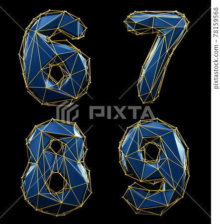Set of numbers 6, 7, 8, 9 made of blue color... - Stock Illustration ...
