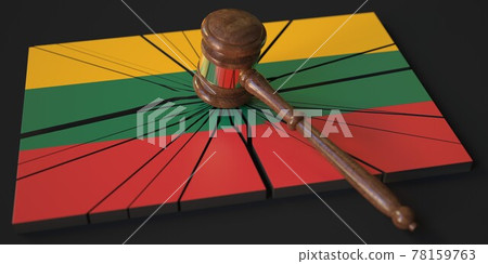 Broken block with flag of Lithuania and judge's... - Stock Illustration ...