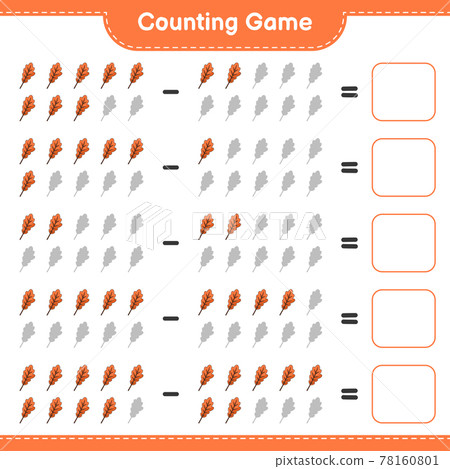 Counting game, count the number of Oak Leaf and... - Stock Illustration ...
