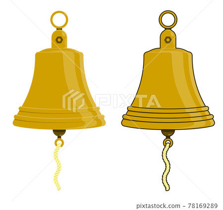 shiny metal ship bell on mount. Ringing bell on... - Stock Illustration ...
