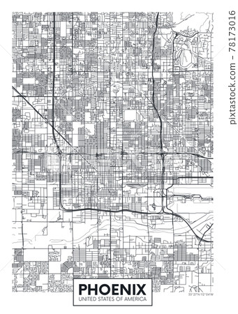 City map Phoenix, travel vector poster design - Stock Illustration ...