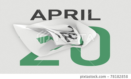 April 20 date behind crumpled paper page of a... - Stock Illustration ...