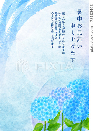 Hydrangea Japanese pattern summer greeting... - Stock Illustration ...