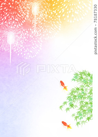 Goldfish fireworks summer greetings background - Stock Illustration ...