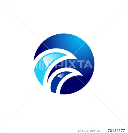 round circle blue ocean water wave logo symbol... - Stock Illustration ...
